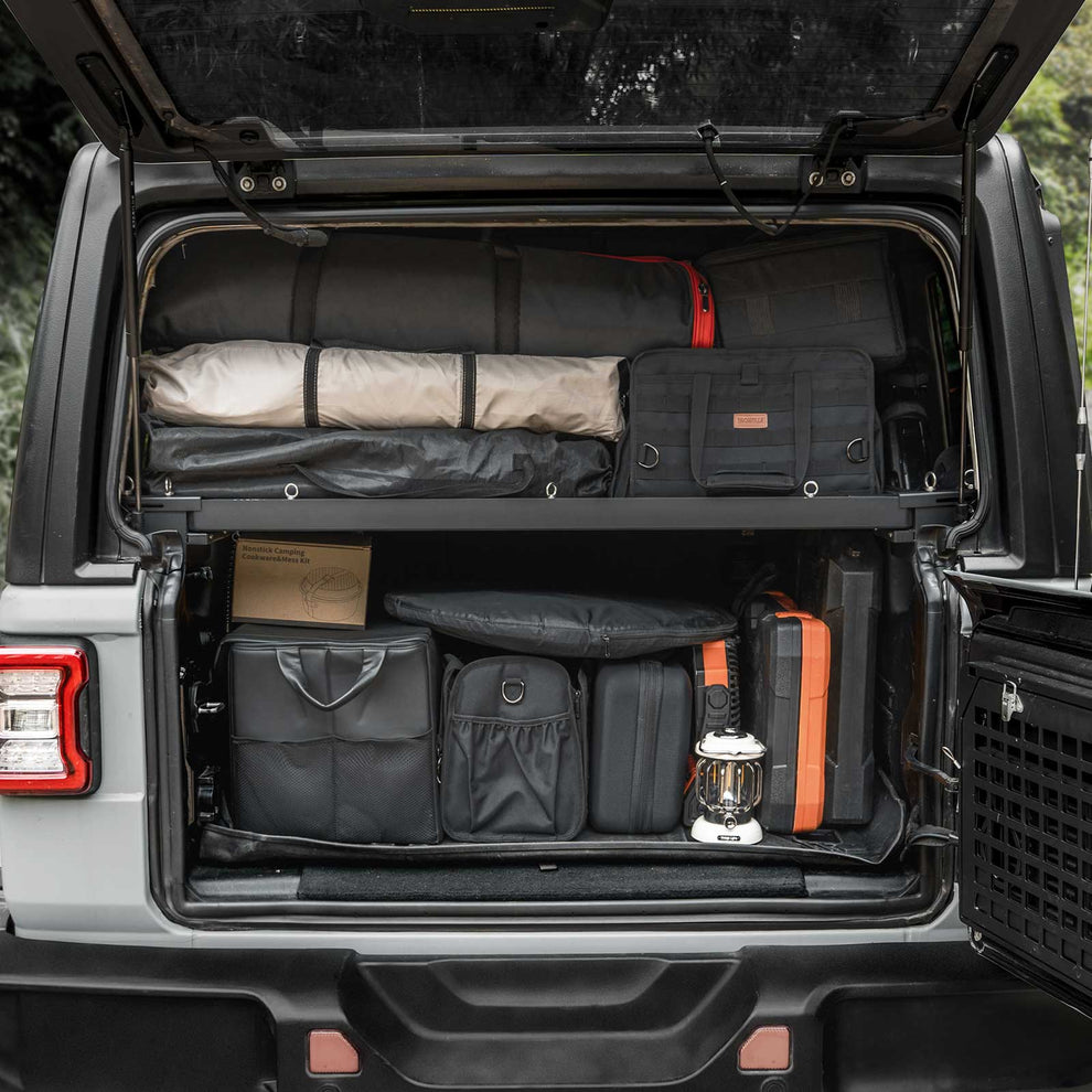 TACMOLLE Rear Trunk Cargo Rack with MOLLE Panels for Jeep Wrangler JLU ...